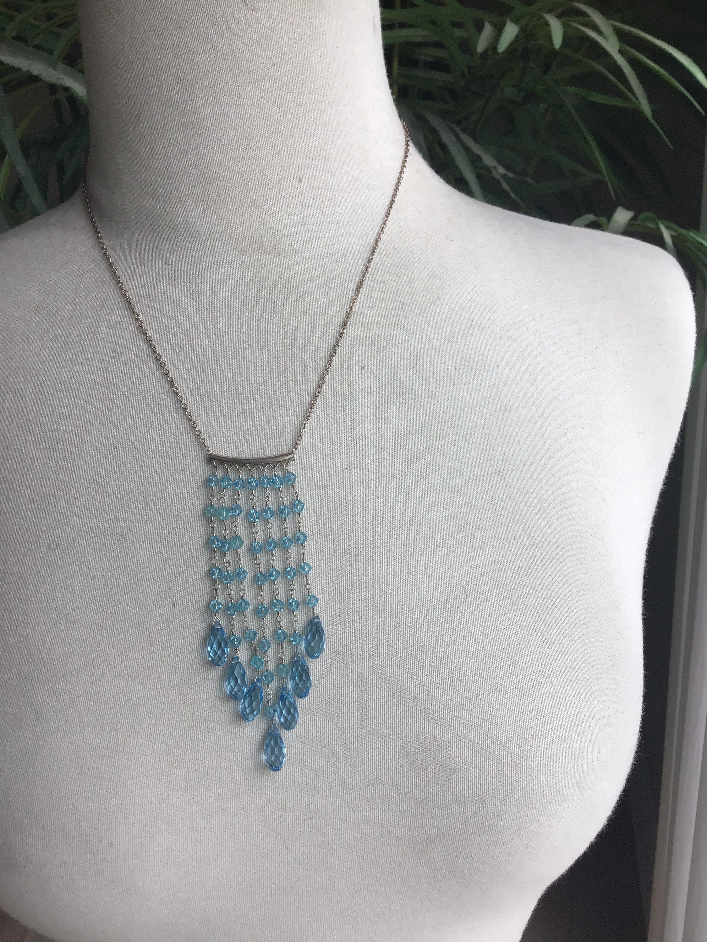 Blue Swarovski Crystal Chain Necklace - Etsy