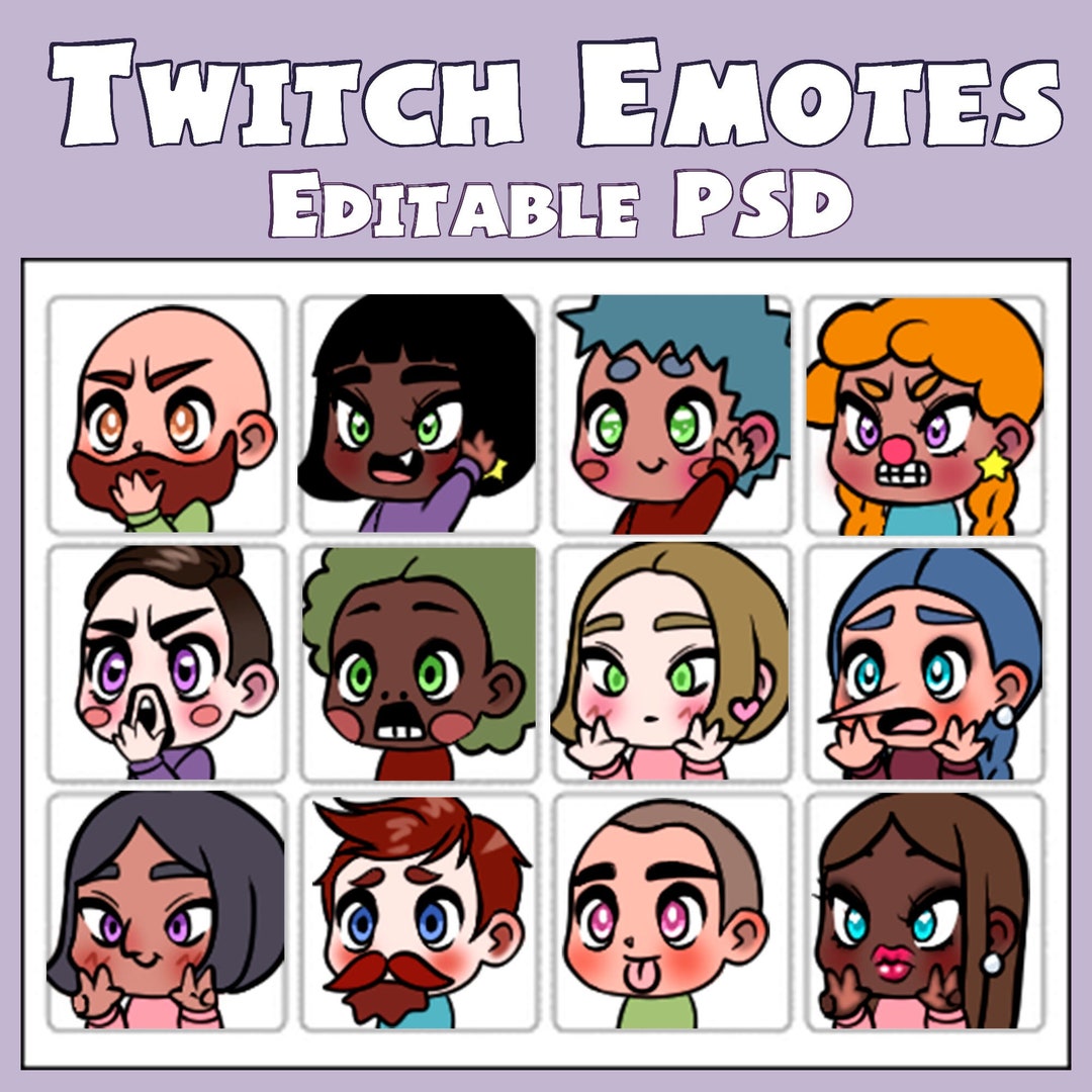 Twitch EMOTES - Editable Psd Template - Etsy