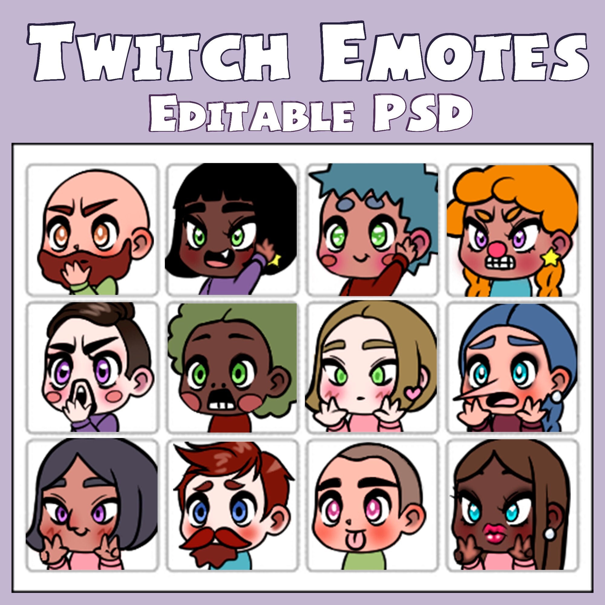 Twitch EMOTES Editable Psd Template - Etsy