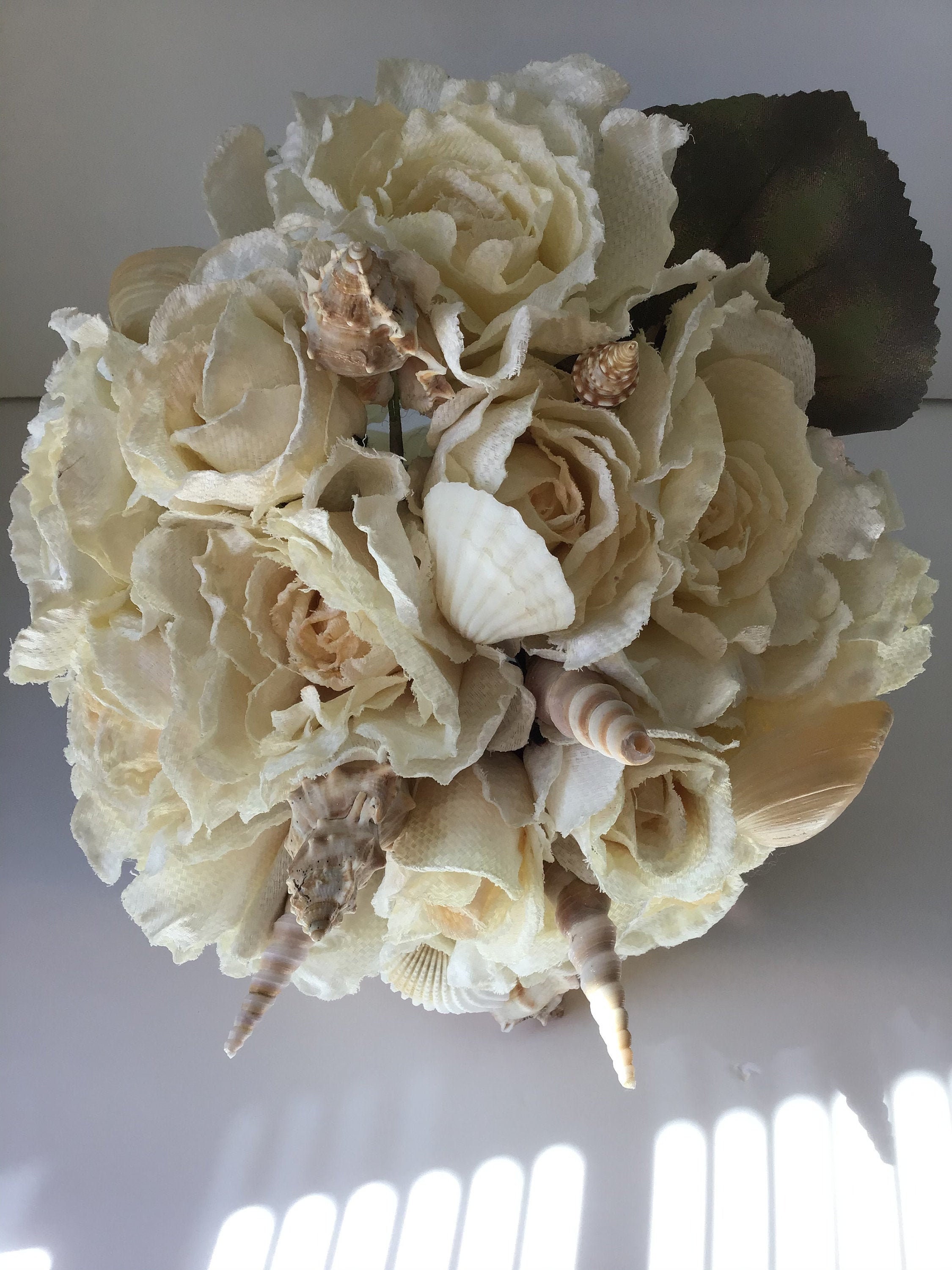 Seashell and Roses Bridal Wedding Bouquet - Etsy