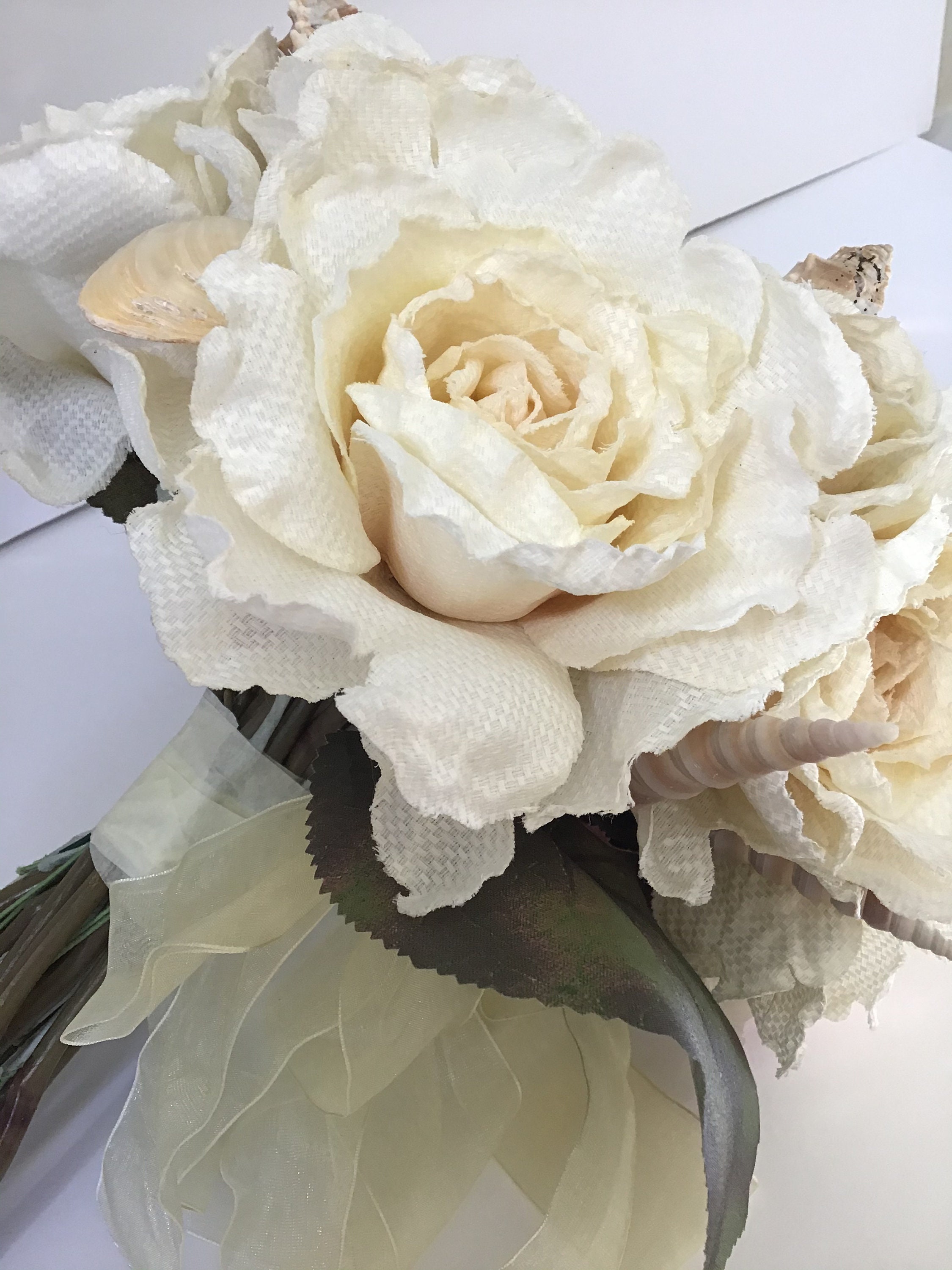 Seashell and Roses Bridal Wedding Bouquet - Etsy