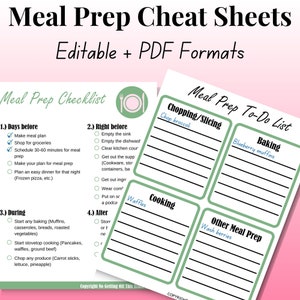 Weekly Meal Prep Planner; Meal Prep Checklist; Cheat Sheet Printable ...