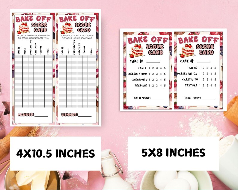 Editable Cake Bake off Score Cards; Printable Baking Competition Voting ...