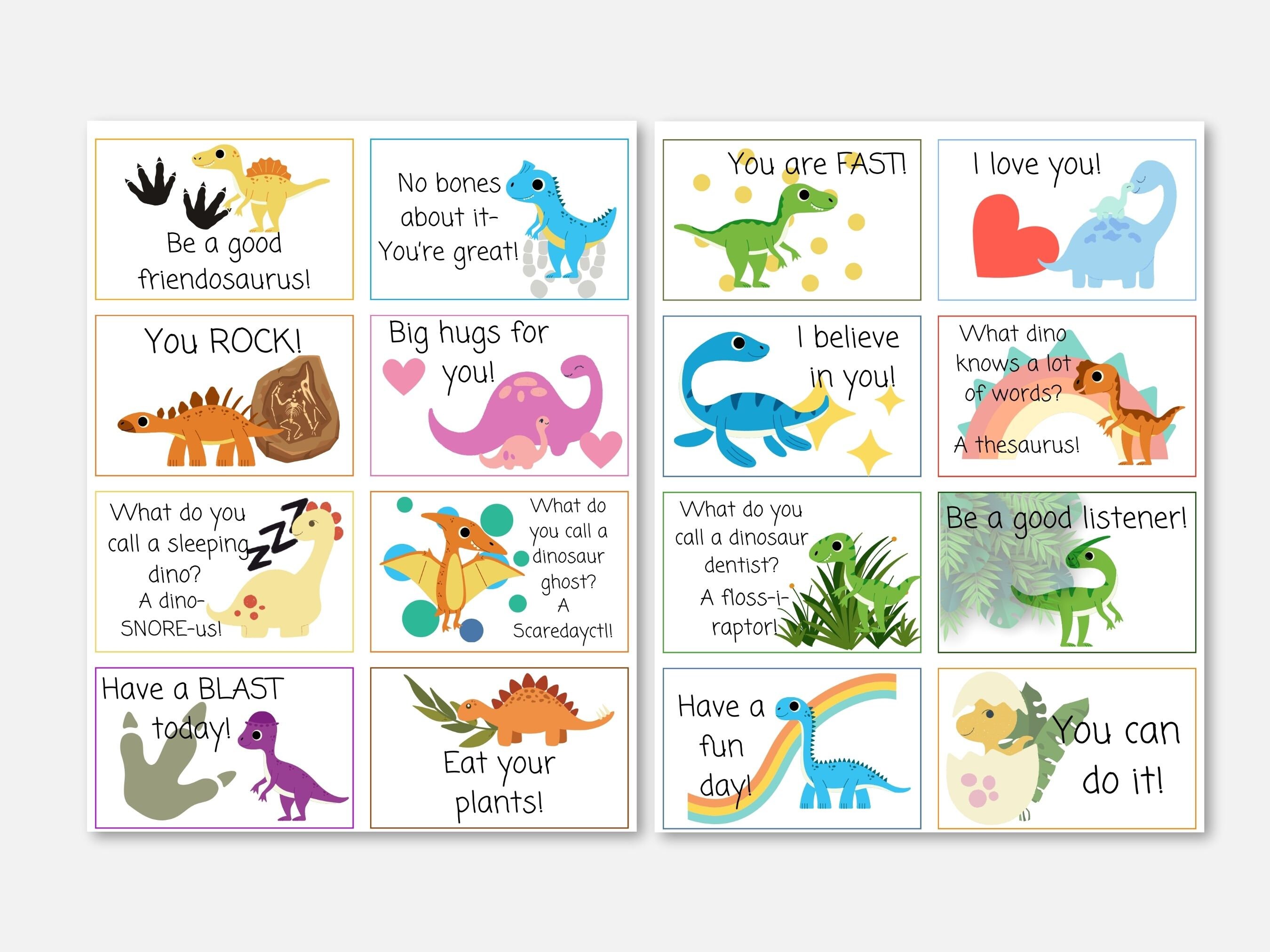 Dinosaur Lunch Box Notes; Printable Lunchbox Notes; Lunchbox Jokes ...