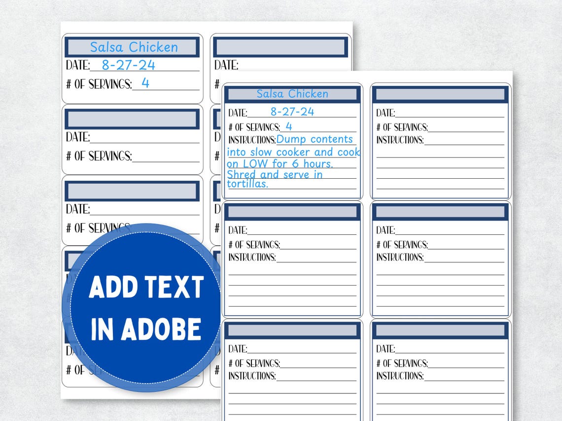 Freezer Bag Labels Printable Labels for New Moms, Freezer Meal Parties ...