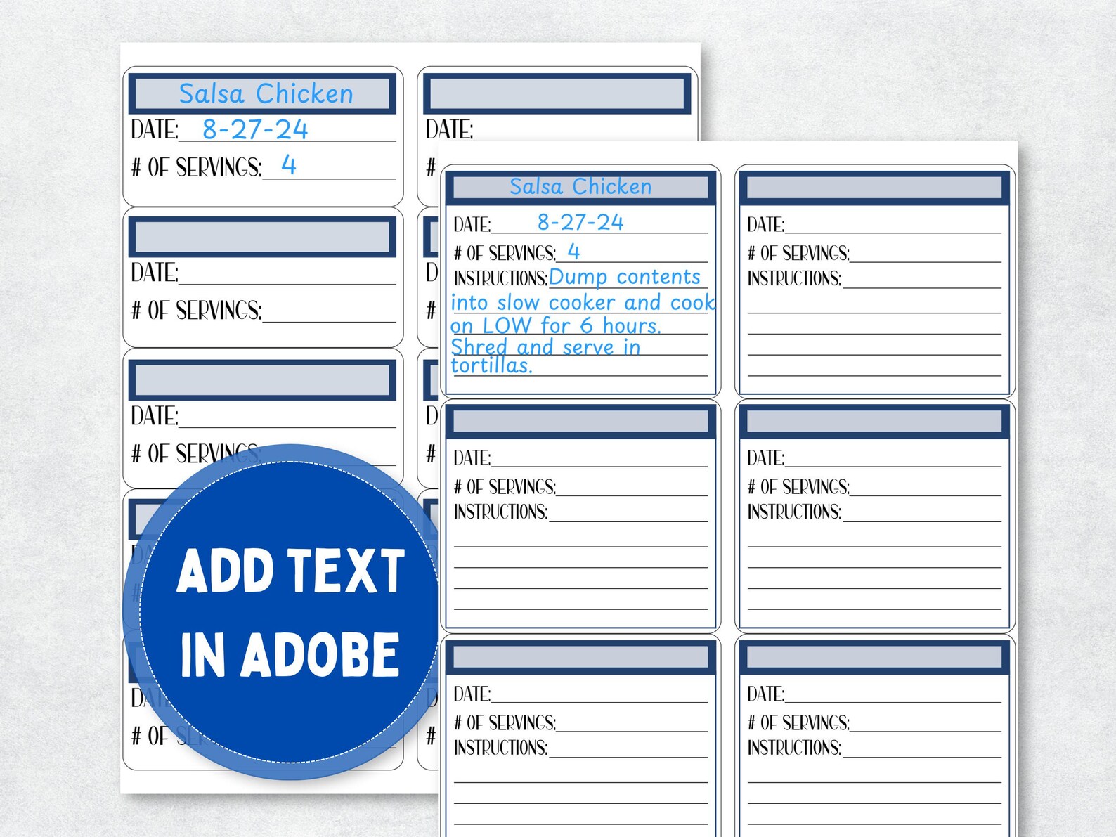 Freezer Bag Labels Printable Labels for New Moms, Freezer Meal Parties ...