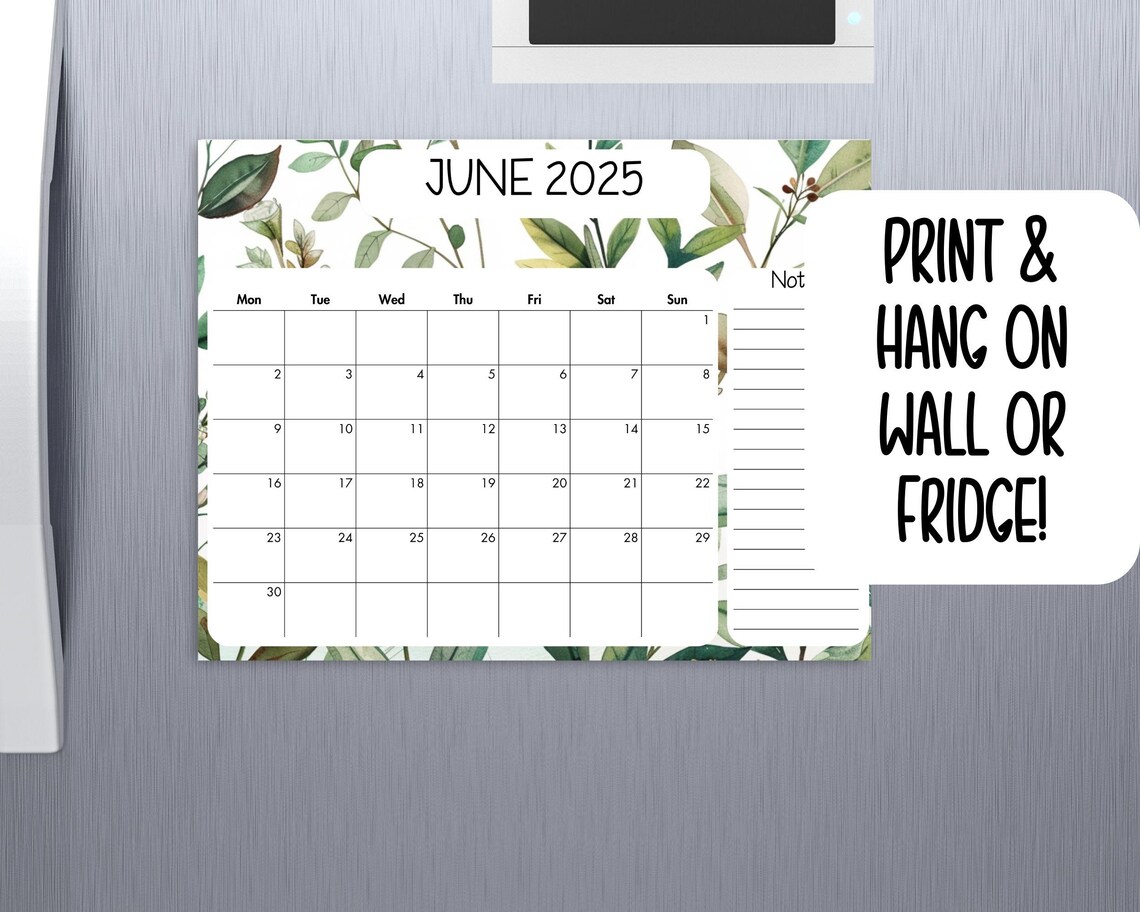2025 Botanical Calendar Printable; Watercolor Plants Calendar PDF ...