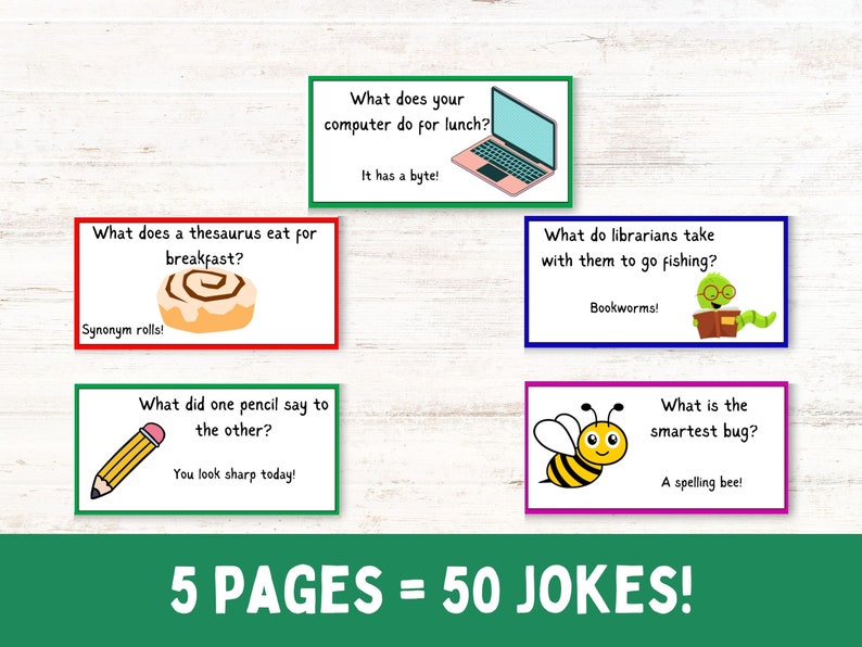 Lunch Box Jokes for Kids; 50 Printable Lunchbox Notes; Back to School ...