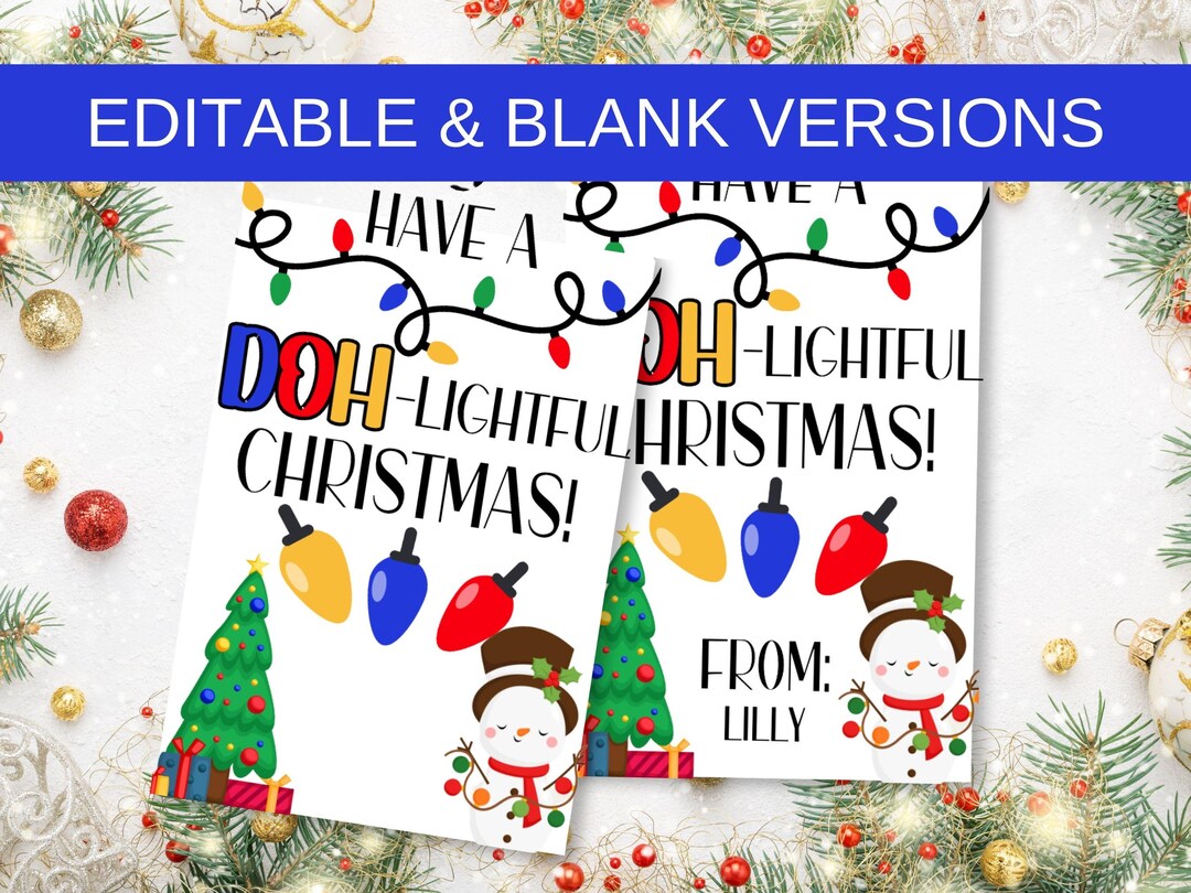 Play Doh Gift Tag for Christmas; Christmas Playdoh Gift Tags Printable ...