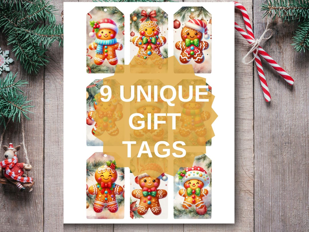 Printable Gingerbread Man Christmas Gift Tags; Gingerbread Tags for ...