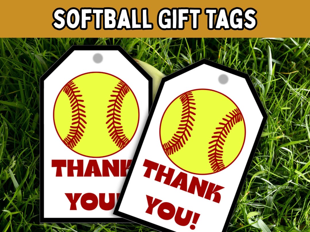 Softball Gift Tags Printable; Softball Player Gift; Thank You Tag PDF ...