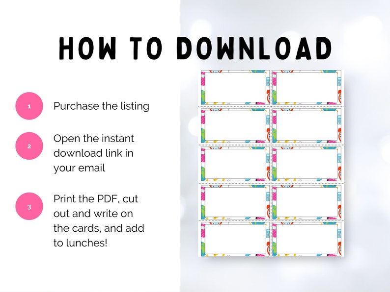 Lunch Box Notes for Kids, Blank Printable Lunch Box Notes, Encouraging ...