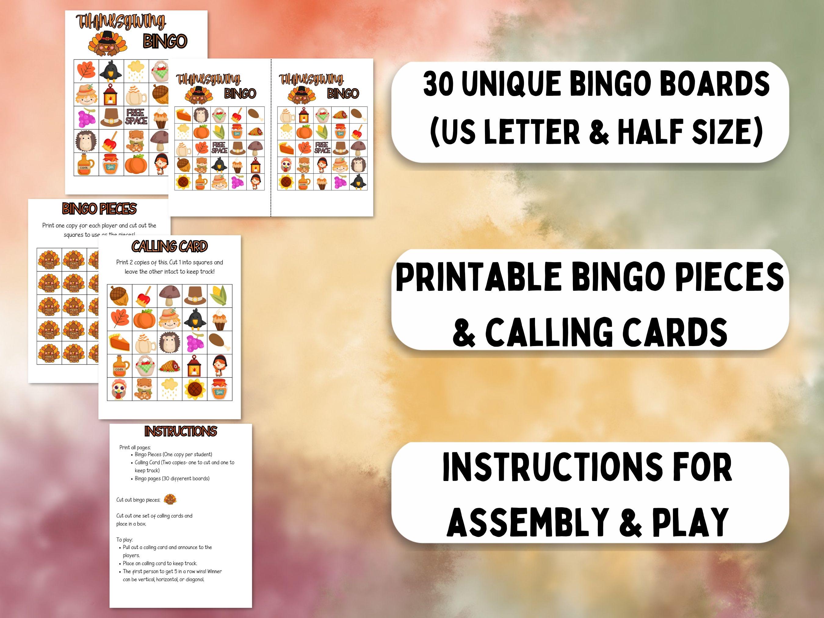Thanksgiving Bingo Cards Printable; Thanksgiving Game for Kids ...