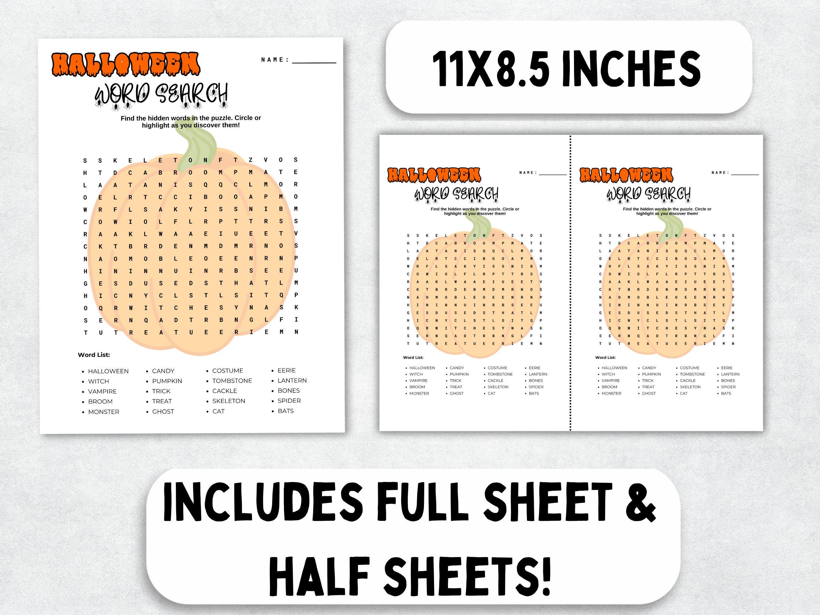 Halloween Word Search PDF; Printable Word Search for Kids Classroom ...