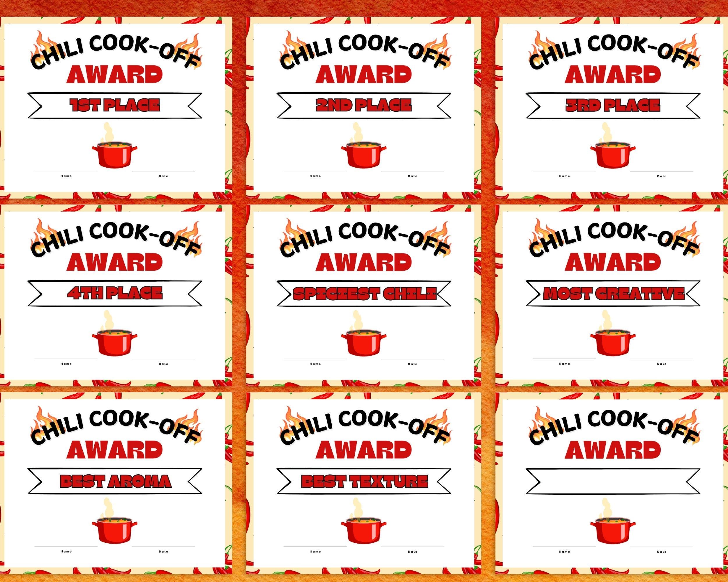 Chili Cook off Party Kit Printables; Chili Score Card; Ballots; Chili ...