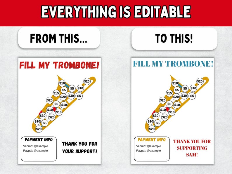 Editable Marching Band Fundraiser; Fill My Trombone Fundraiser Form ...
