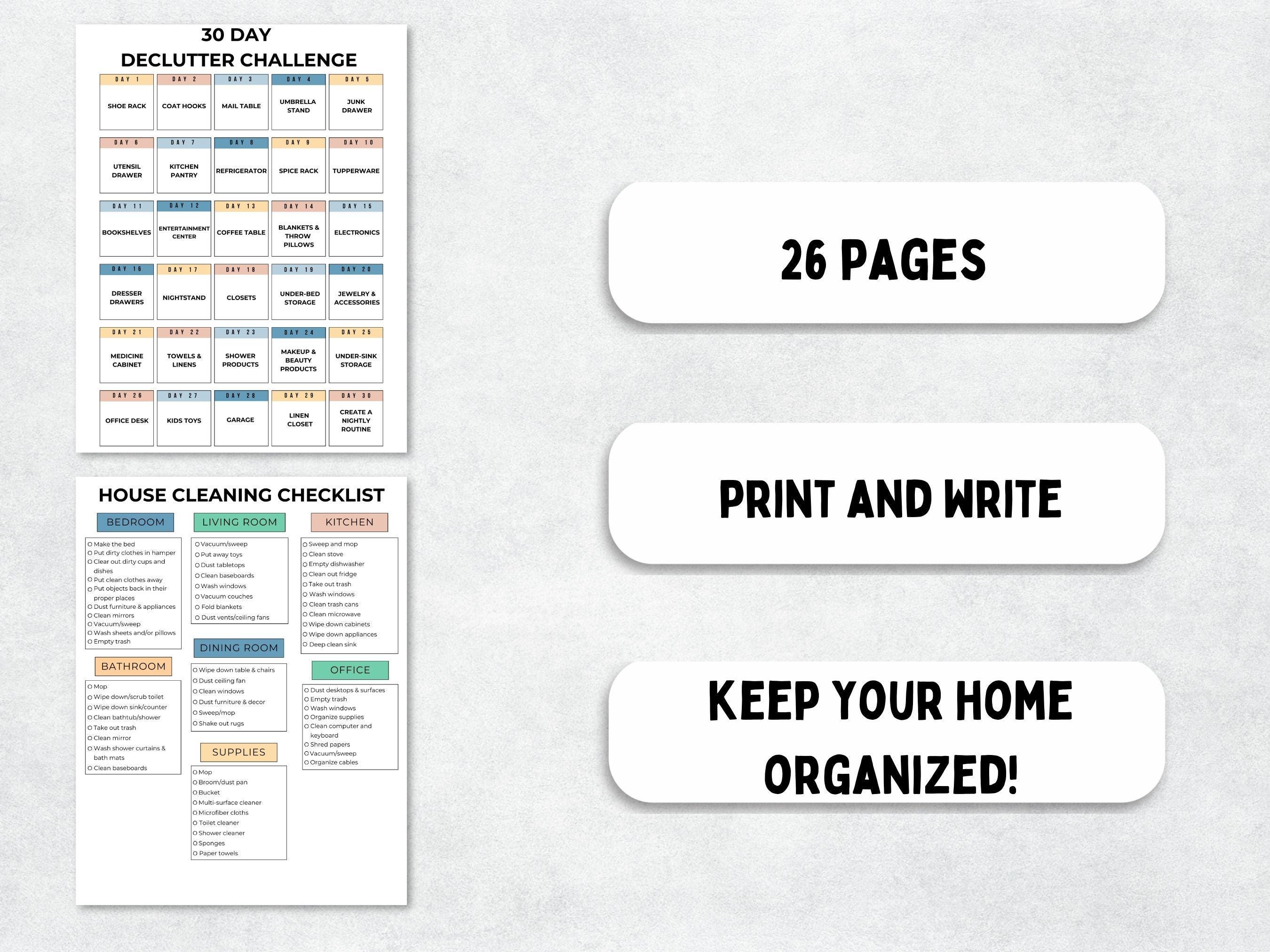 ADHD Declutter Checklist Workbook; Printable Cleaning Planner ...