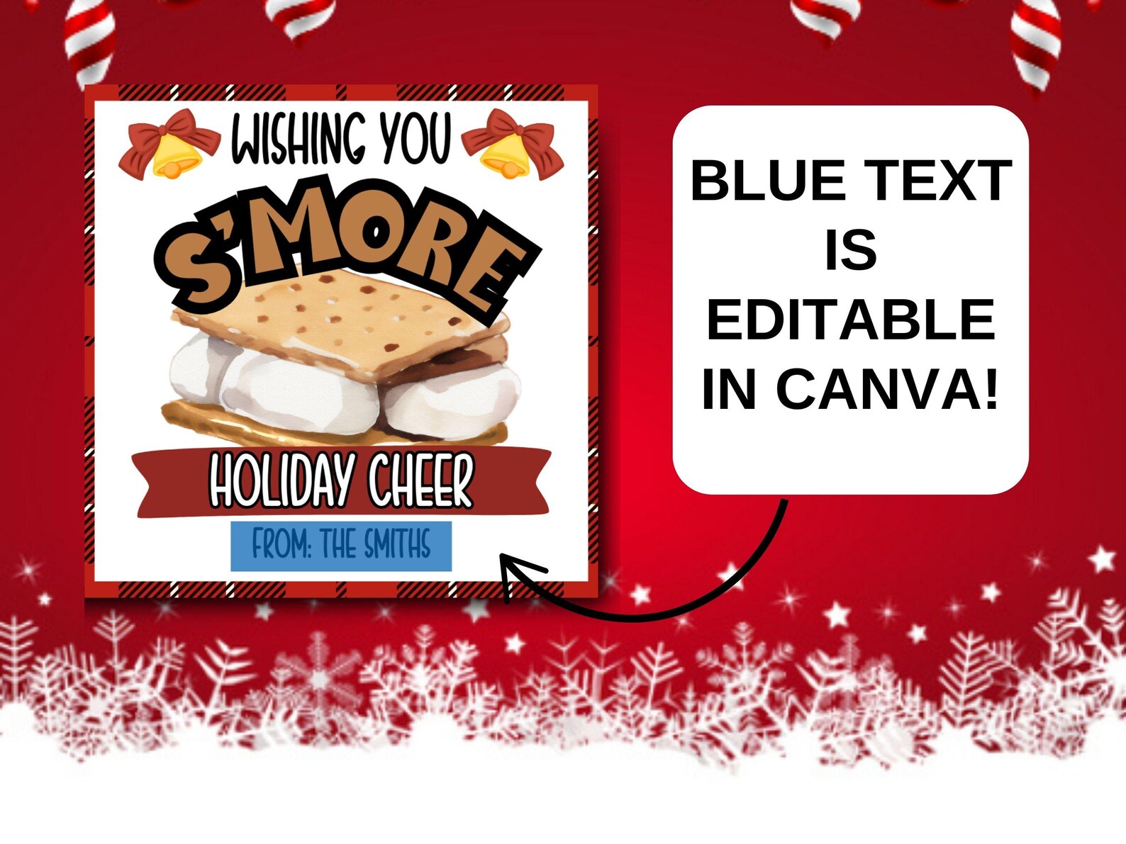 S'mores Christmas Gift Tag; Editable Smores Gift Tag; Printable Gift ...