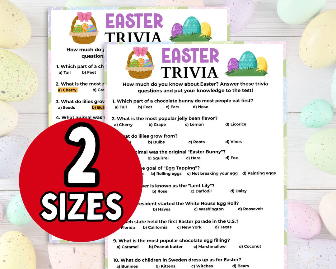 Easter Trivia Party Game Printable; Printable Easter Activity for Kids ...