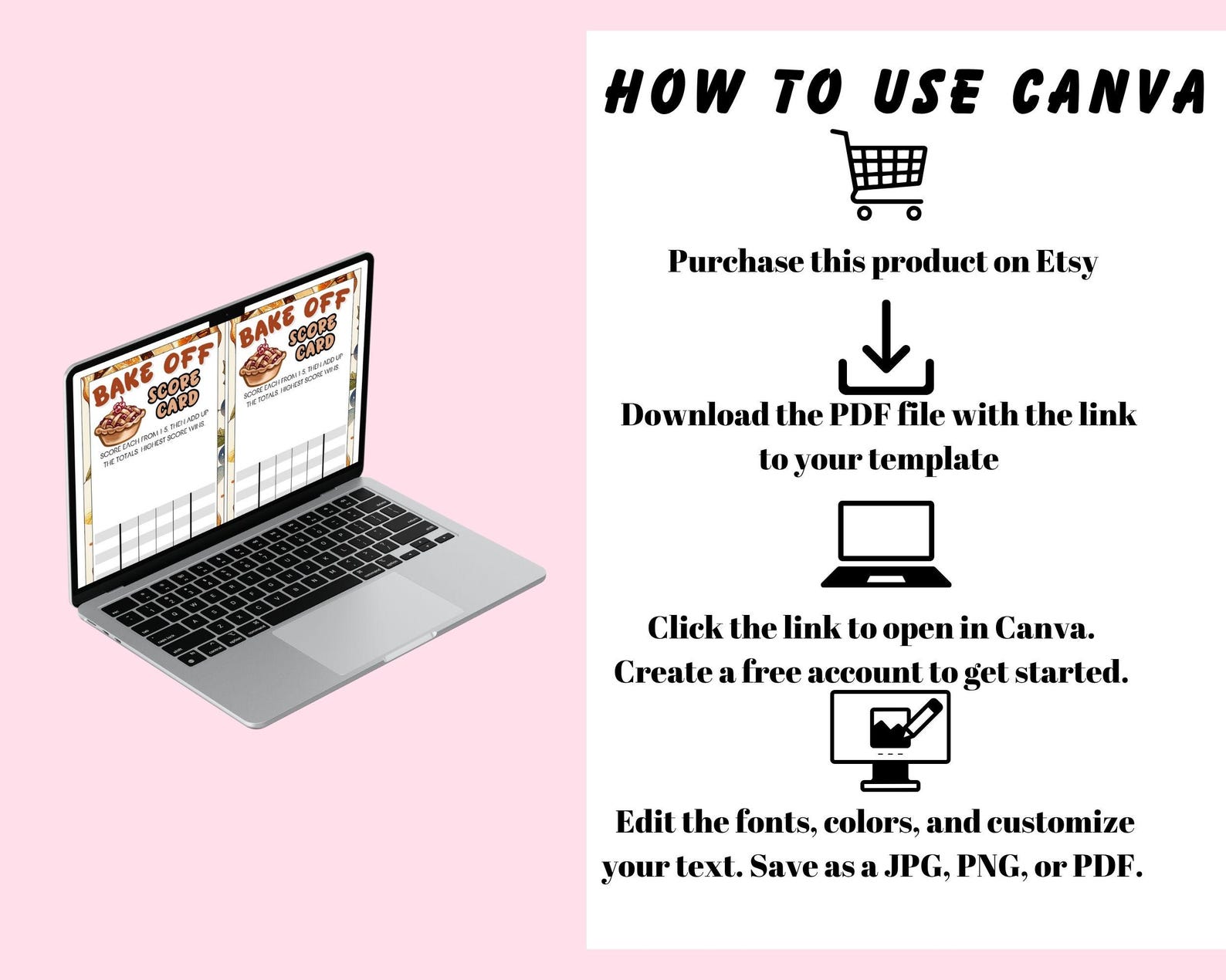 Editable Pie Bake off Score Cards; Printable Baking Competition Voting ...