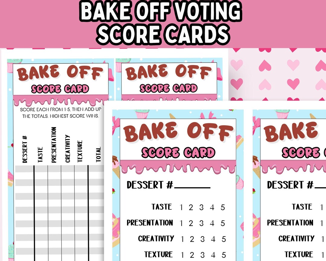 Printable Bake off Score Cards; Baking Competition Voting Cards; Best ...