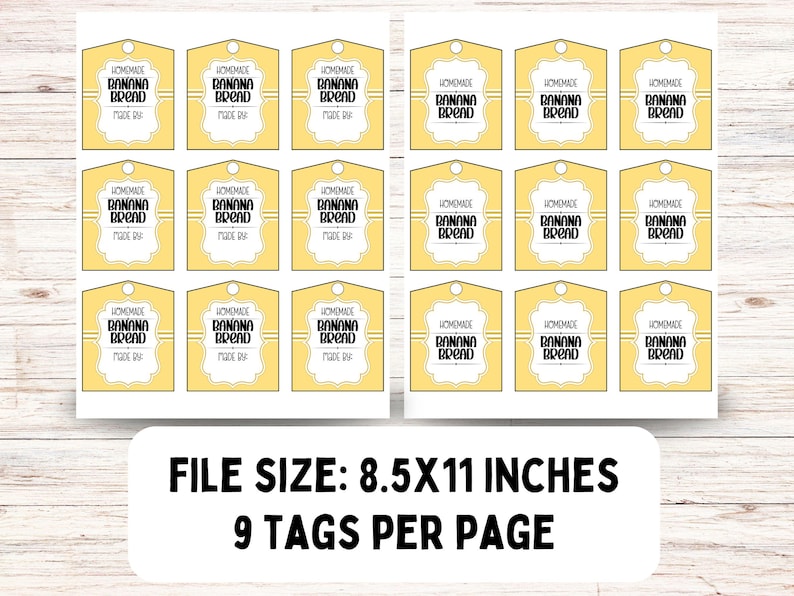 Banana Bread Gift Tags; Printable Gift Tags for Treat Bags; Banana ...