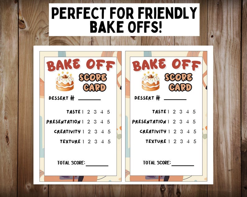 Editable Bake off Score Cards; Western Bake Off; Printable Baking ...