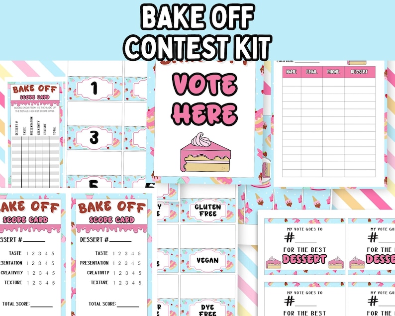 Editable Bake off Contest Kit; Printable Baking Competition Voting ...