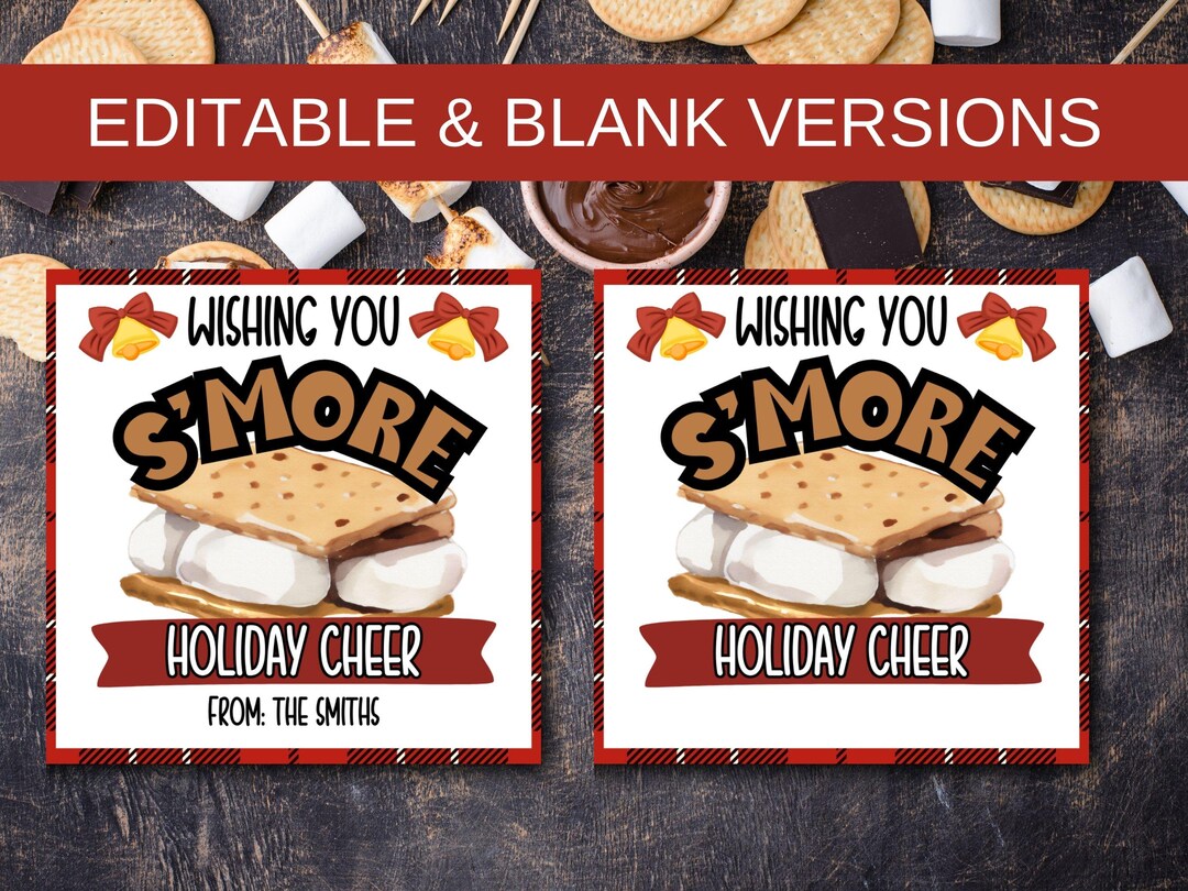 S'mores Christmas Gift Tag; Editable Smores Gift Tag; Printable Gift ...