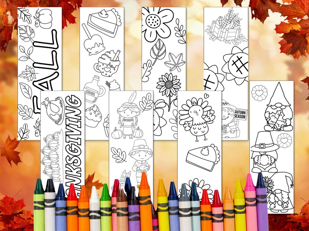 Fall Coloring Bookmarks PDF; Thanksgiving Coloring Bookmarks; Kids ...