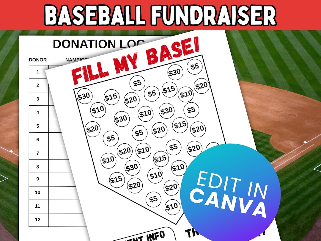 Fill My Base; Baseball Fundraiser Printable; Fundraiser Form PDF ...