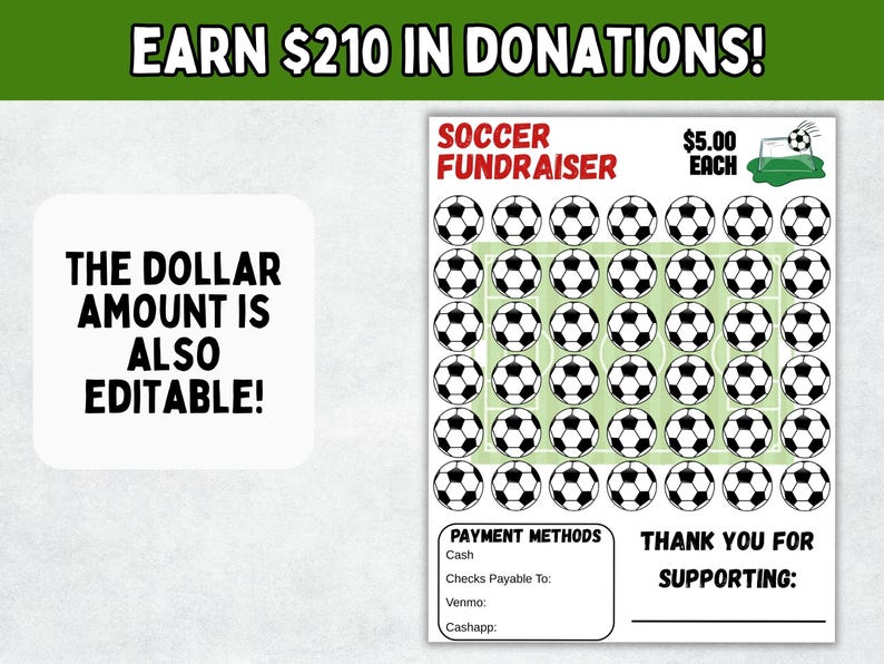 Editable "color the Soccer Balls" Fundraising Form; Fundraiser Form PDF ...