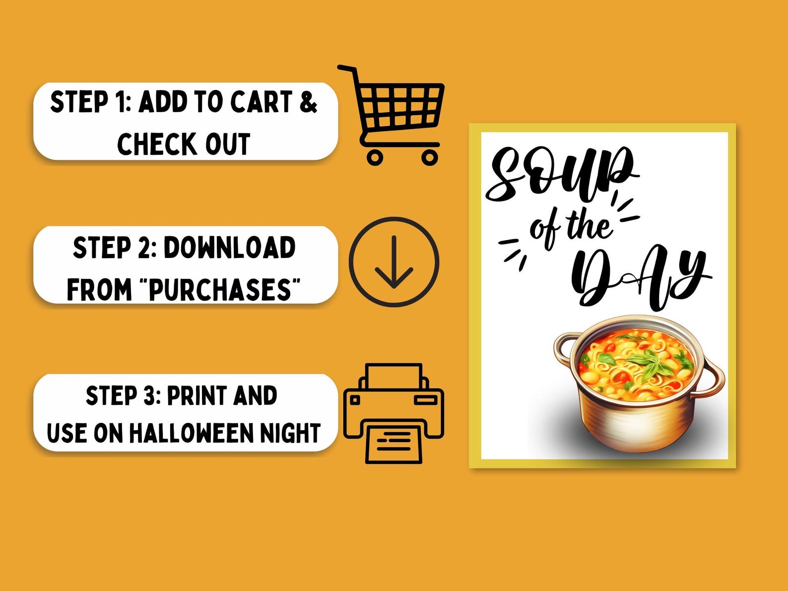Printable "soup of the Day" Sign; US Letter and 8x10 Inch Sizes; 4 ...