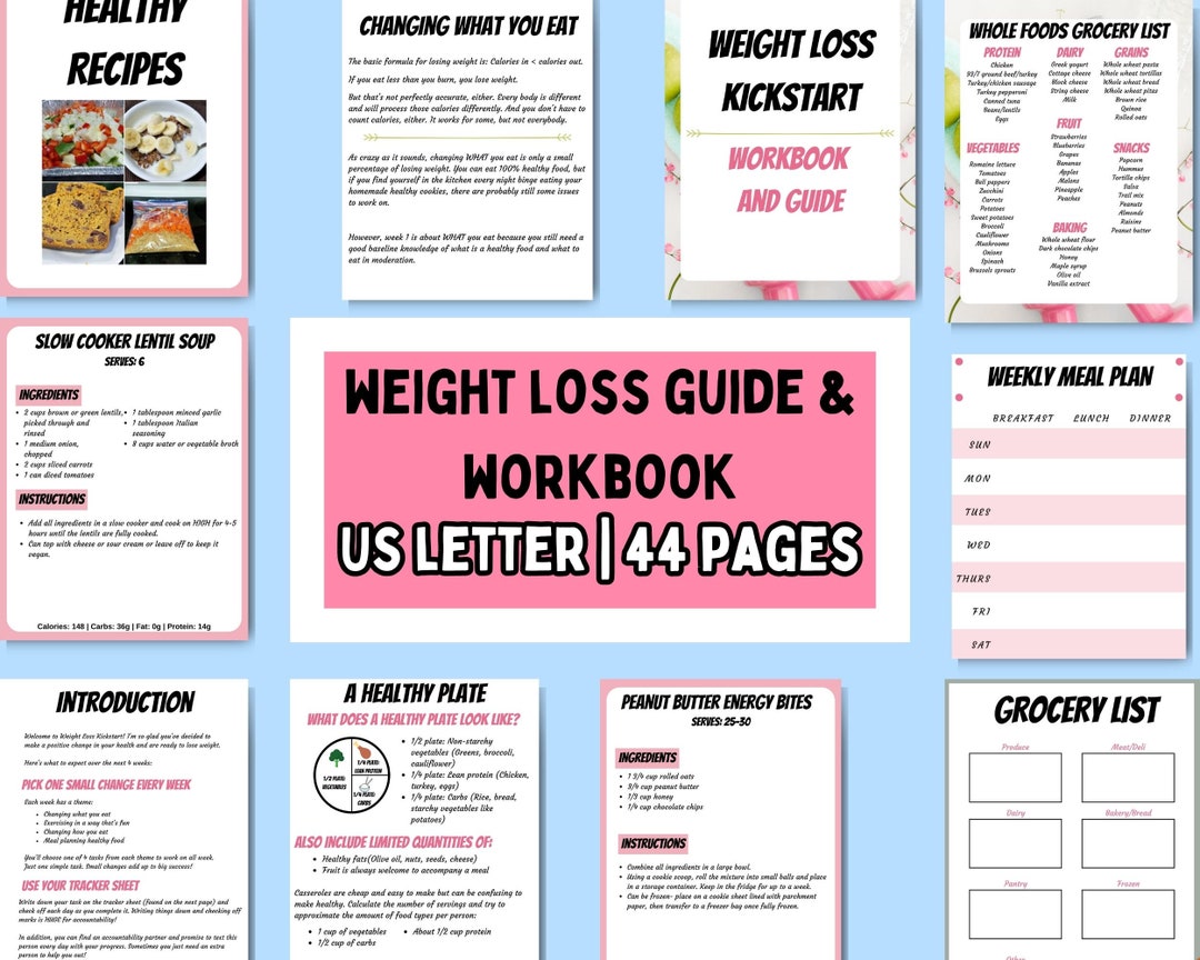 Weight Loss Workbook and Guide; 4 Weeks to Weight Loss; Goal Tracker ...