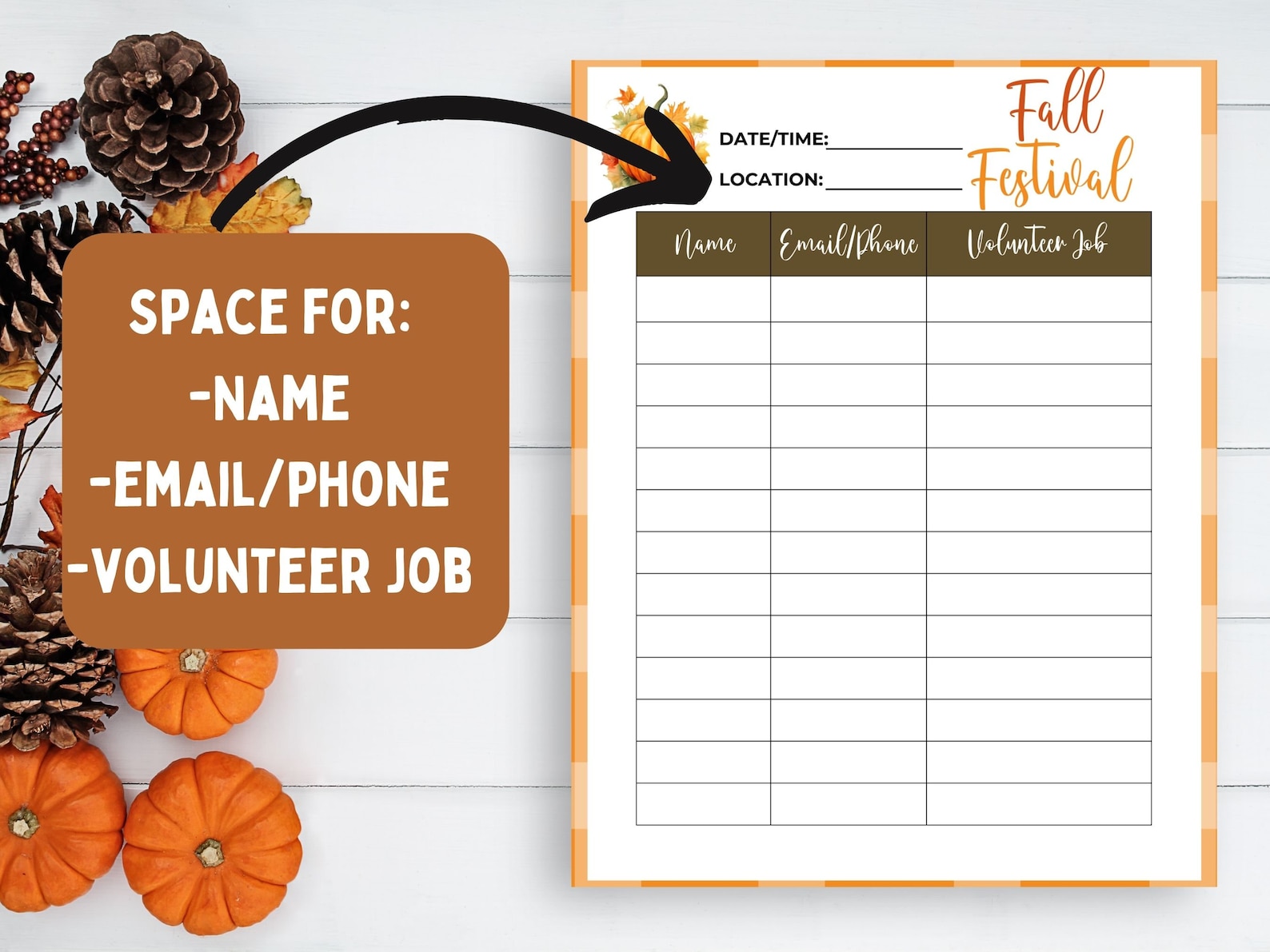 Fall Festival Sign up Sheet PDF; Printable Volunteer Signup; Fall ...