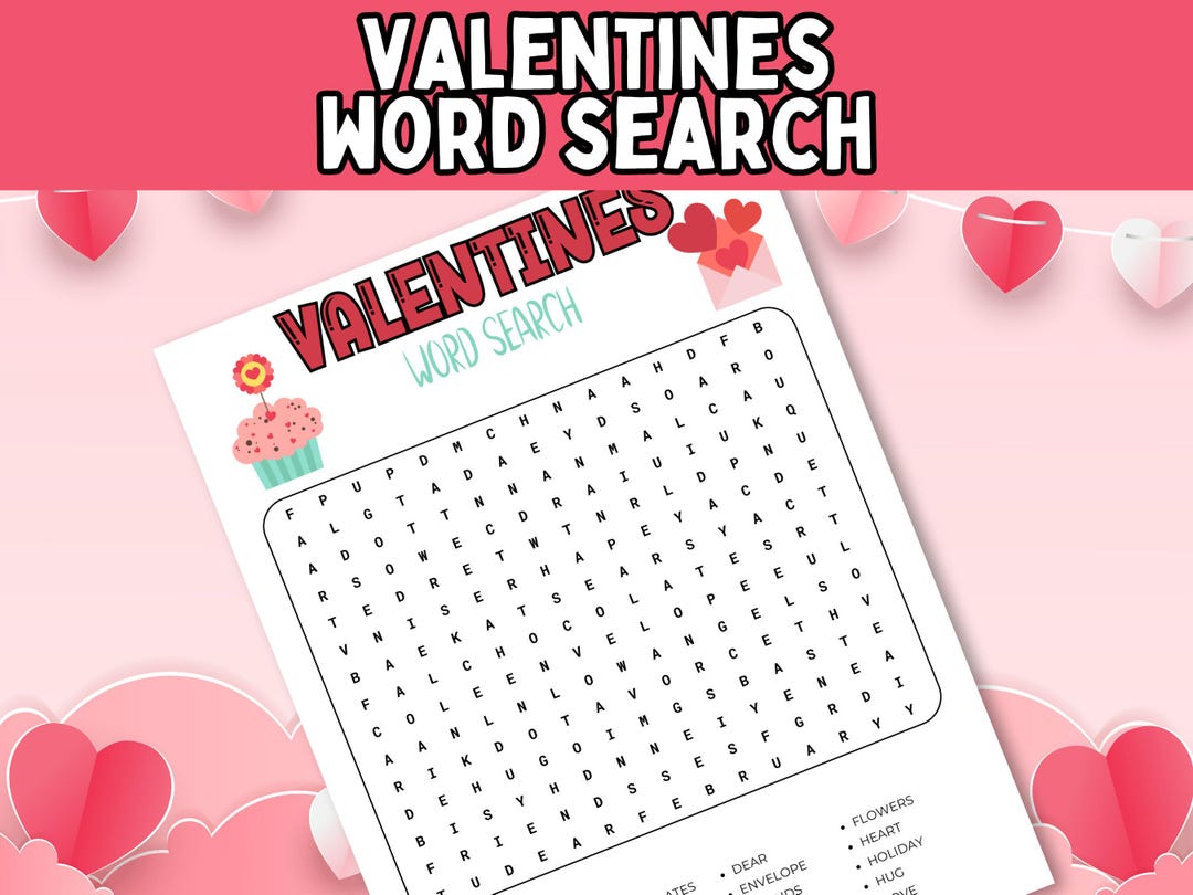 Valentines Word Search PDF; Printable Word Search Game; Valentines Day ...