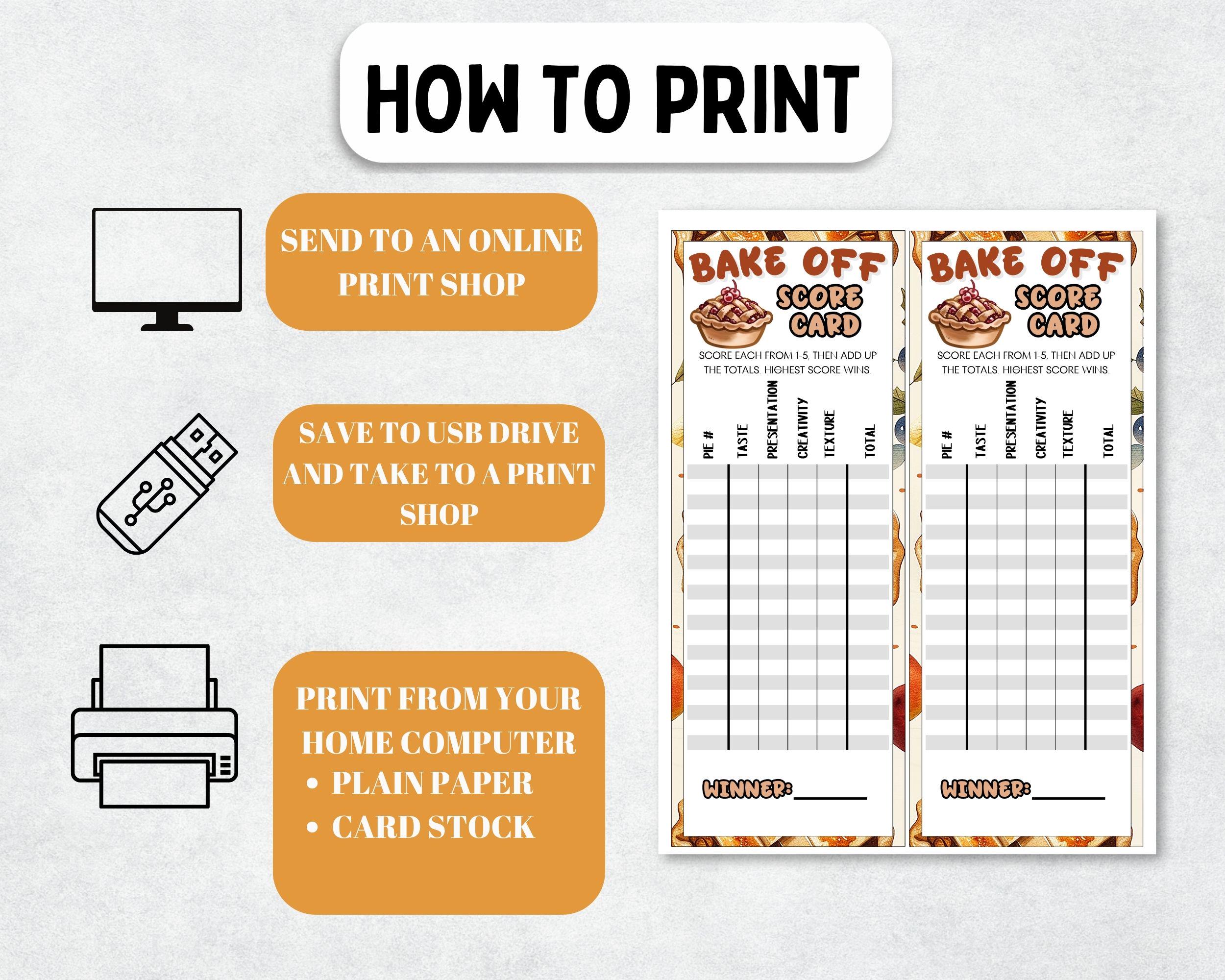 Editable Pie Bake off Score Cards; Printable Baking Competition Voting ...