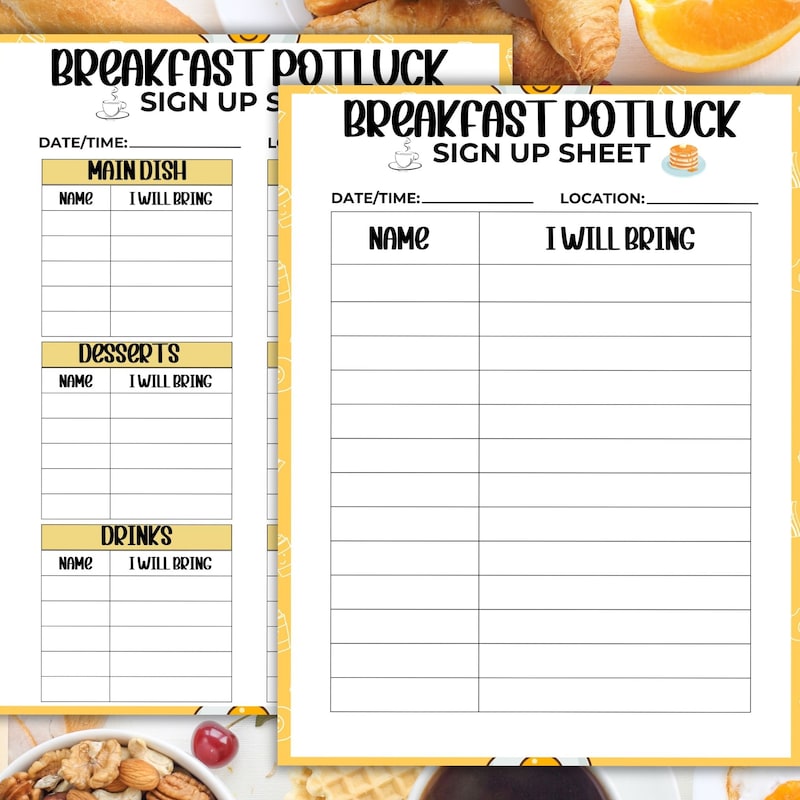 Brunch Sign up Sheet - Etsy