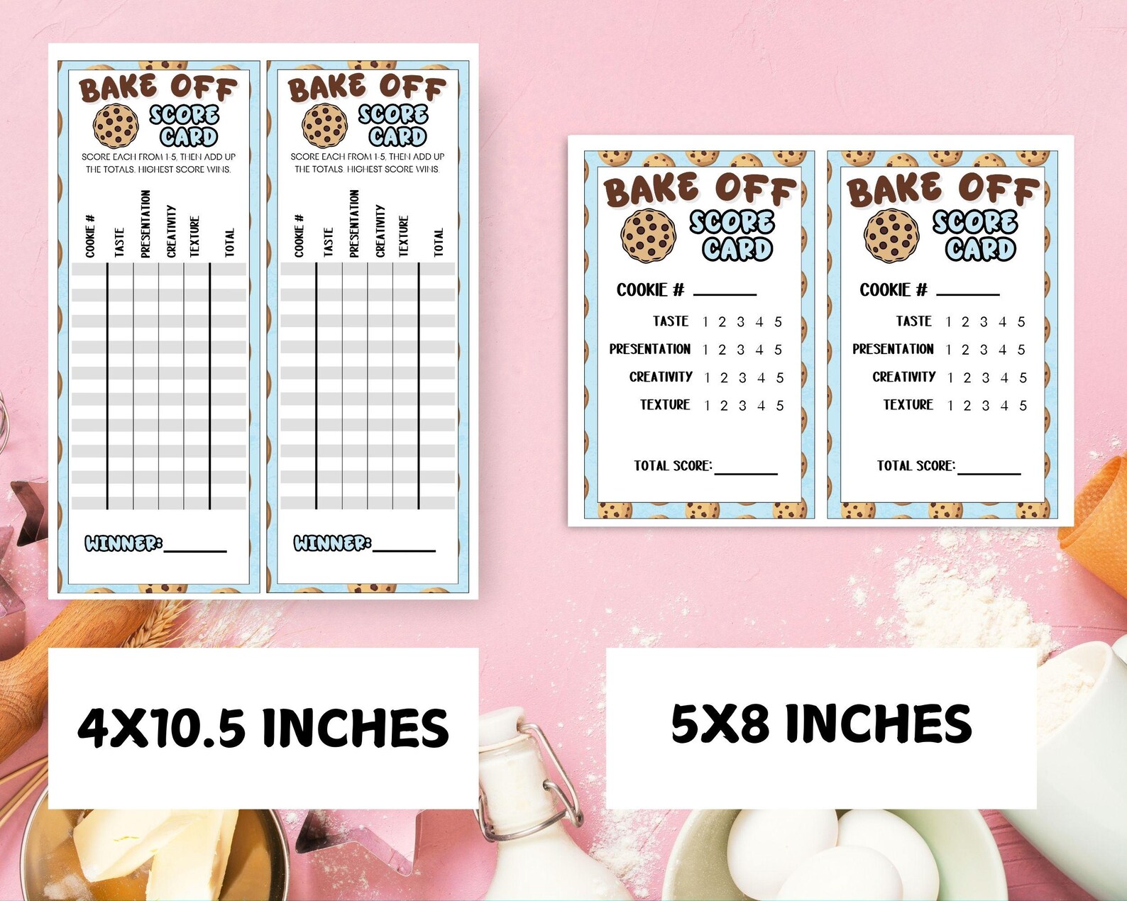 Printable Cookie Bake off Score Cards; Baking Competition Voting Cards ...