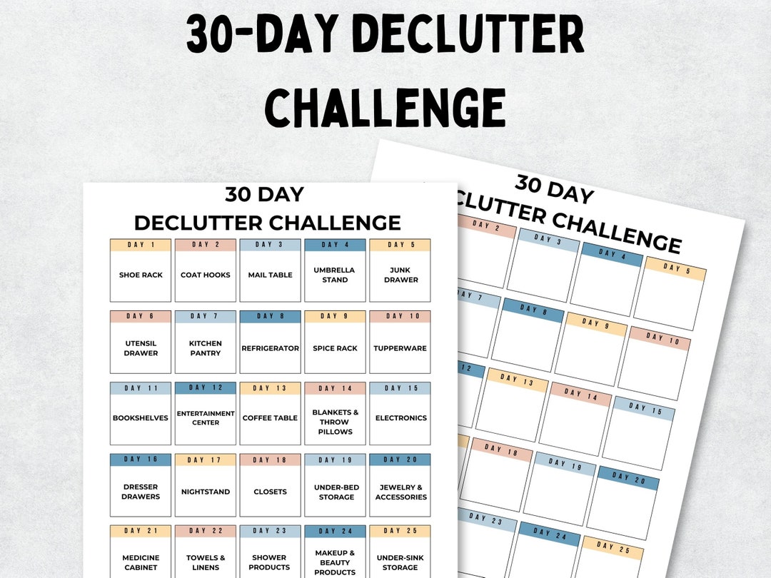 30 Day Declutter Challenge PDF; Printable Declutter Calendar - Etsy