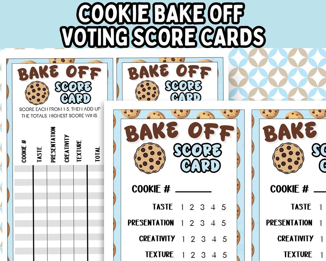 Printable Cookie Bake off Score Cards; Baking Competition Voting Cards ...