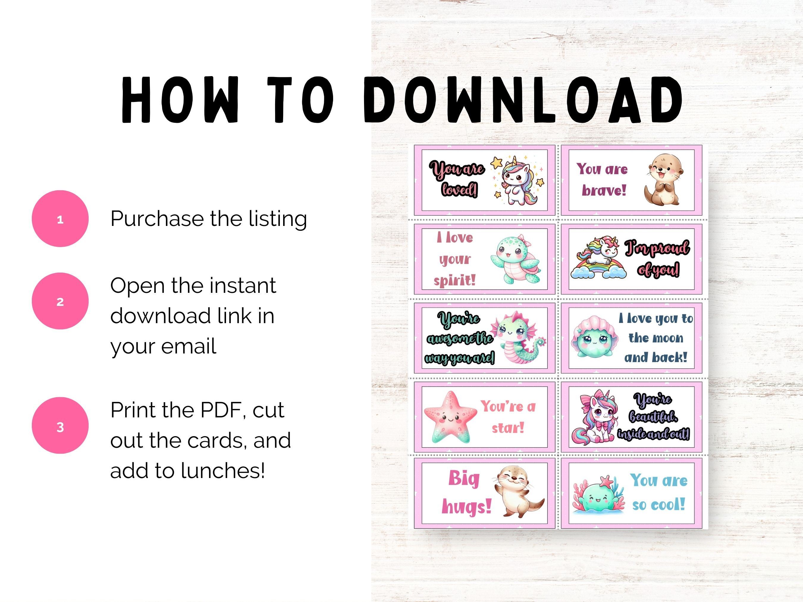 Lunch Box Notes for Girls; Printable Kids Love Notes; Positive ...