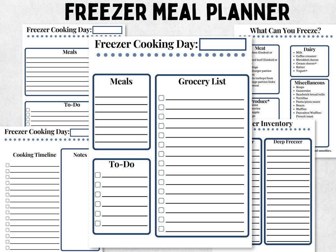 Freezer Meal Planner PDF; Inventory Sheet and Cooking Day Templates ...