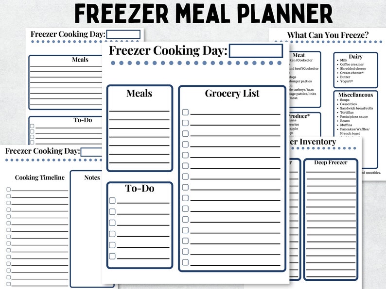 Freezer Meal Planner PDF; Inventory Sheet and Cooking Day Templates ...