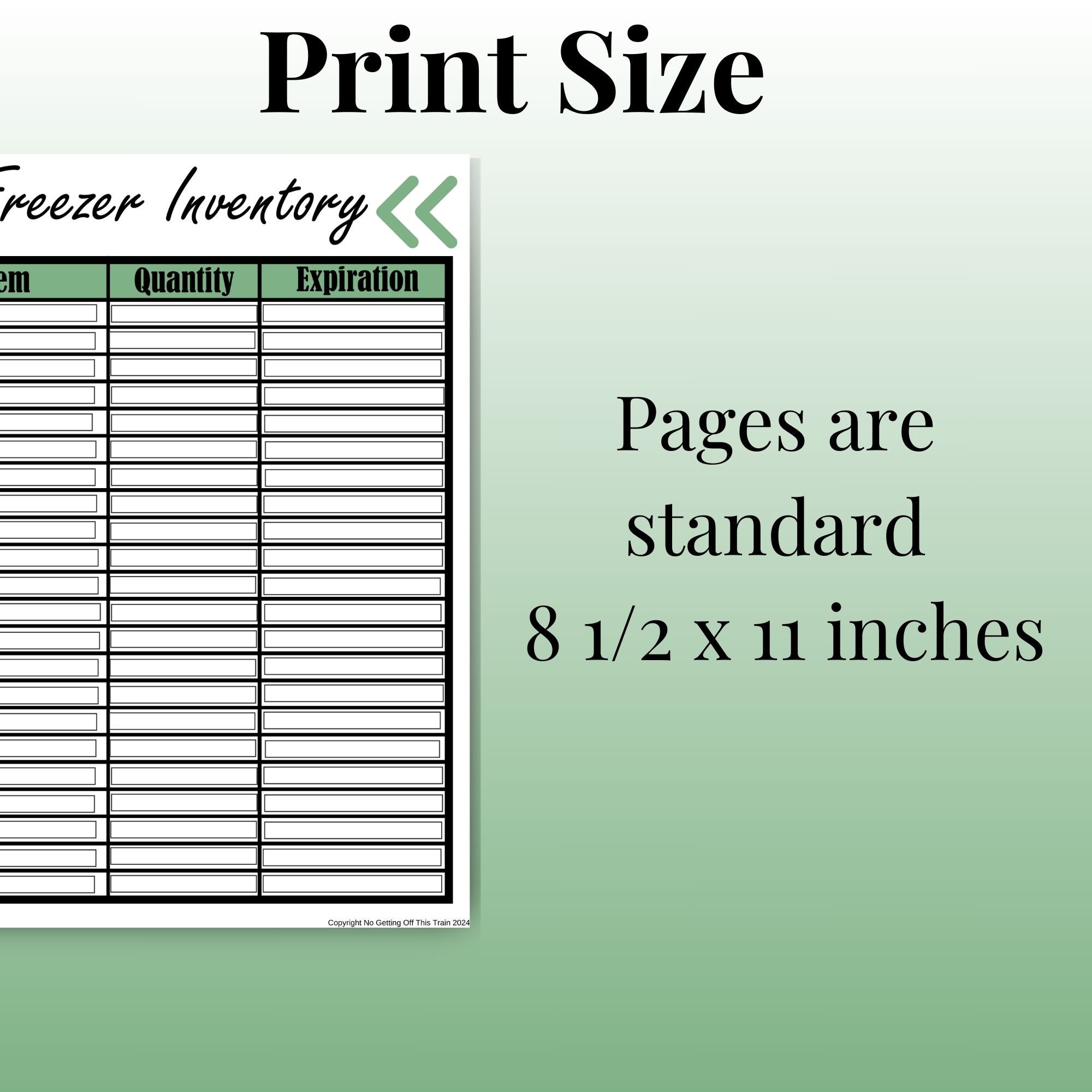 Freezer Inventory Sheet Editable Kitchen Inventory Freezer List Freezer ...