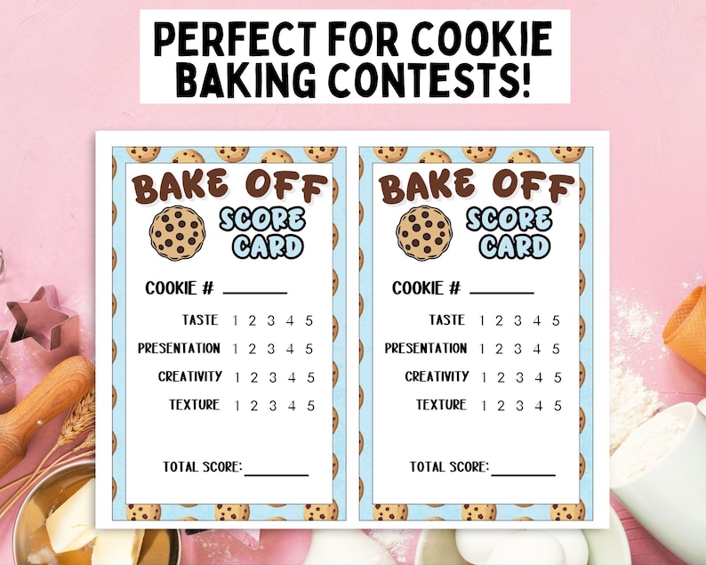 Printable Cookie Bake off Score Cards; Baking Competition Voting Cards ...