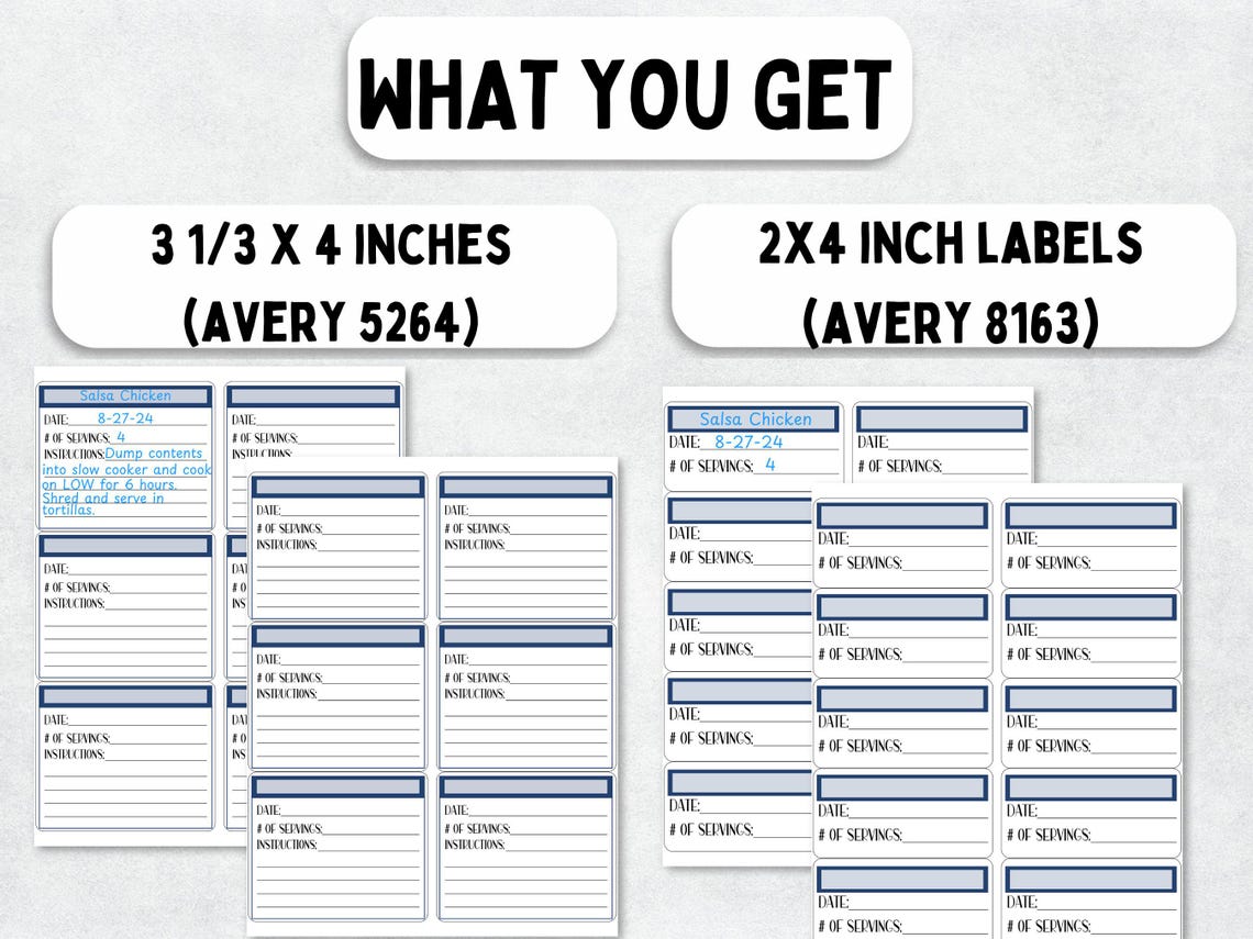 Freezer Bag Labels Printable Labels for New Moms, Freezer Meal Parties ...