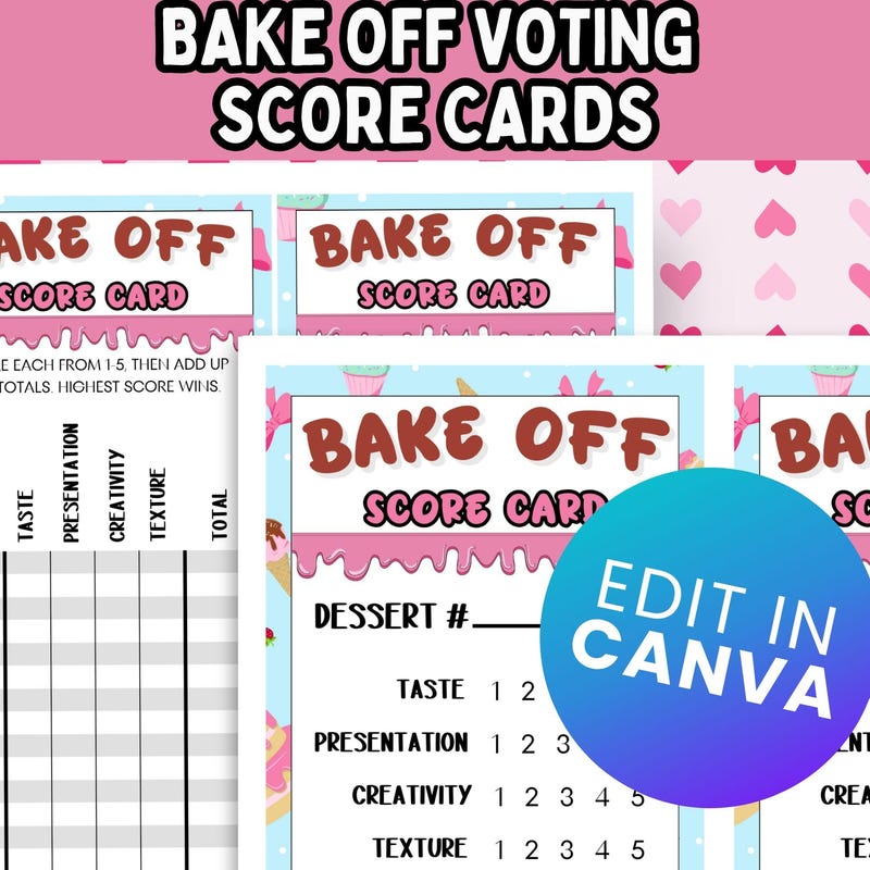 Baking Contest Score Sheet - Etsy