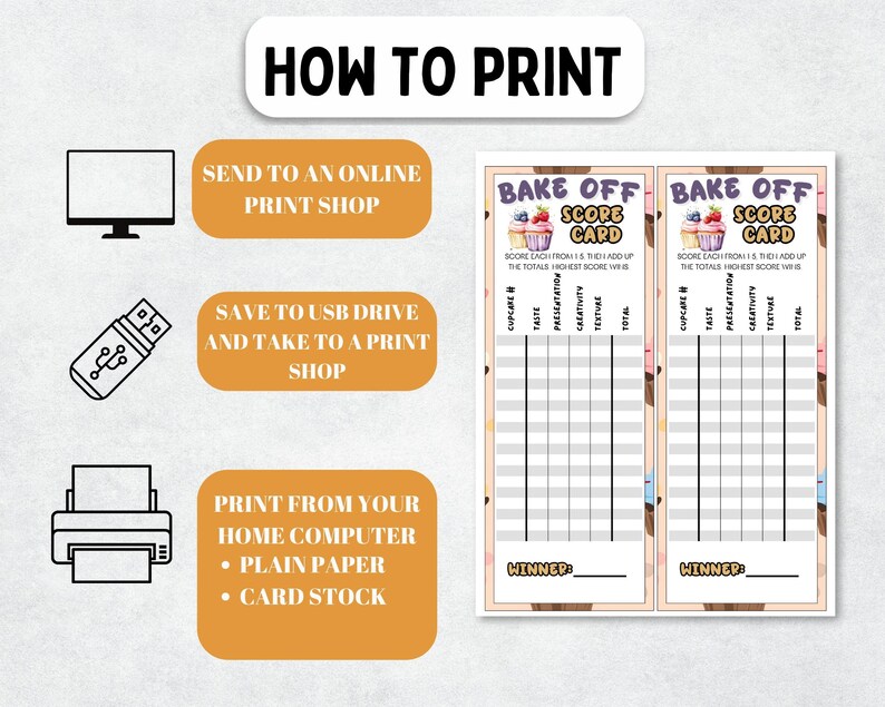 Editable Cupcake Bake off Score Cards; Printable Baking Competition ...