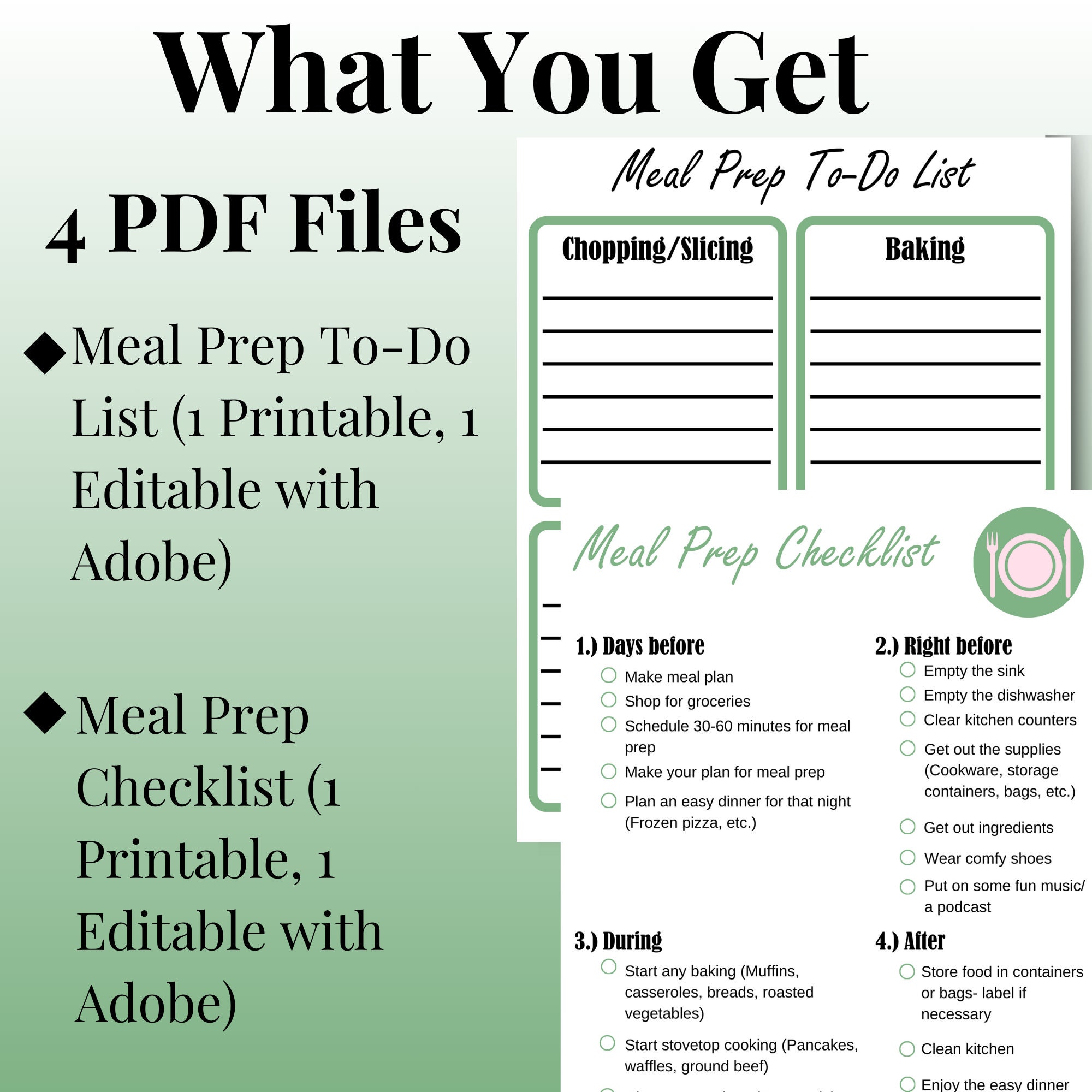 Weekly Meal Prep Planner Meal Prep Checklist Cheat Sheet Printable ...